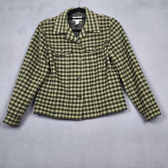 Talbots | Jackets & Coats | Talbots Jacket Womens 6 Green Black Plaid ...